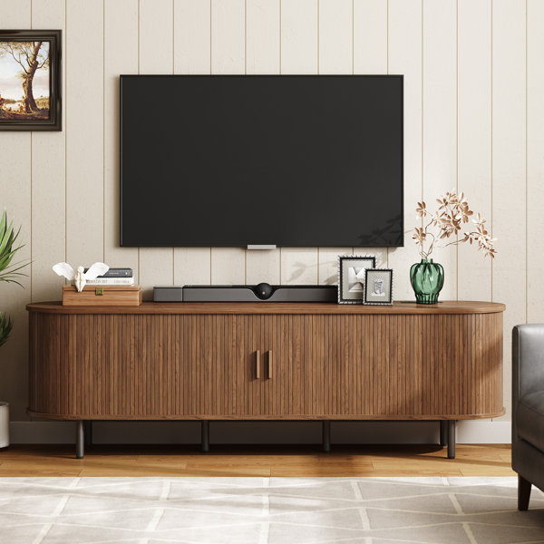Latitude Run® Tv Stand With Storage And Shelves Designed To Fit 55’’ - 80’’ Tvs. Wood ...